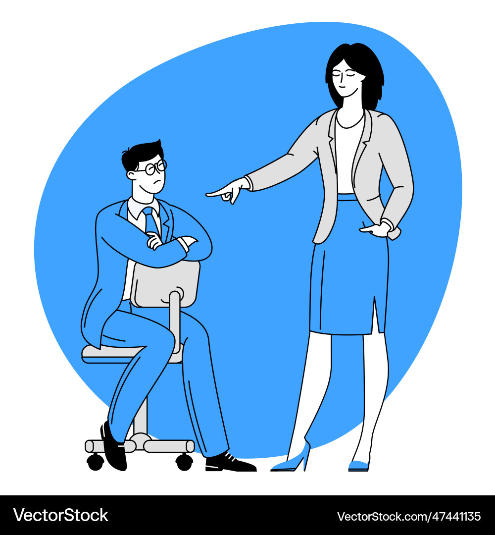 Boss pointing and blaming at employee Royalty Free Vector