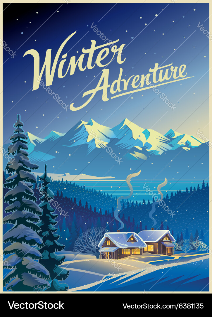 Christmas winter landscape design Royalty Free Vector Image