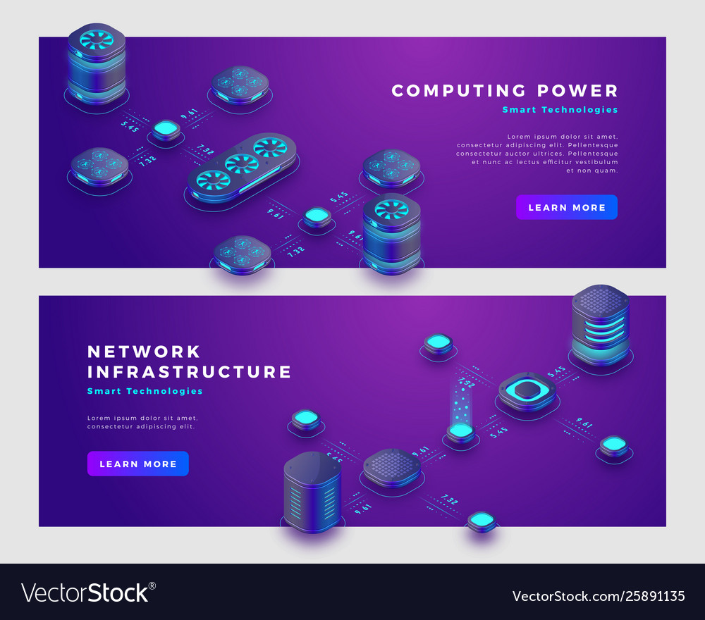Computing power and database concept banner Vector Image