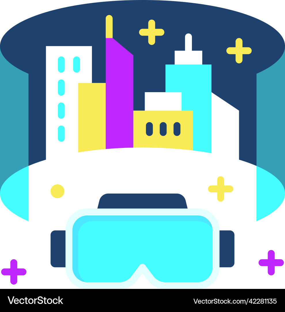 Curved screen and vr glasses icon metaverse Vector Image