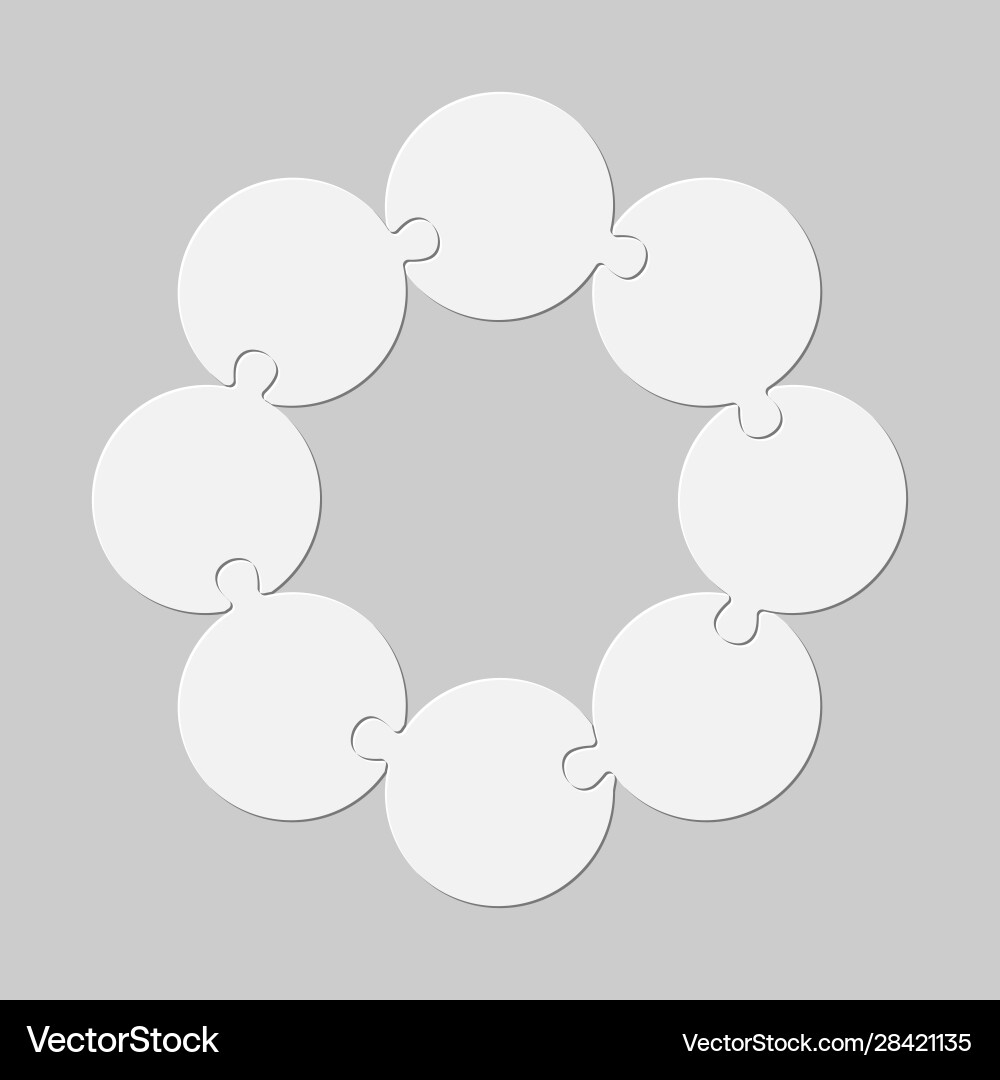Eight pieces puzzle circles diagram info graphic Vector Image