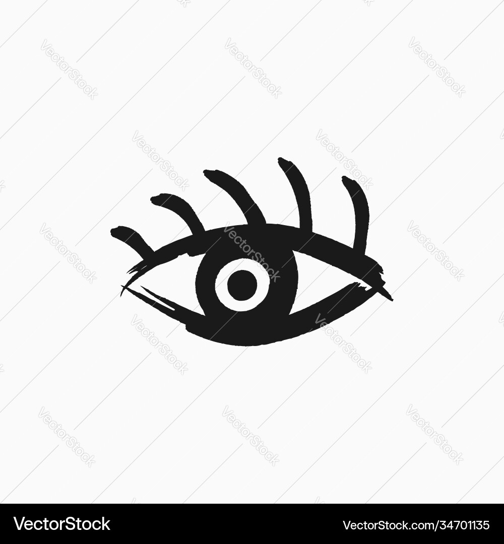 Eye with eyelashes drawn hand rough brush Vector Image