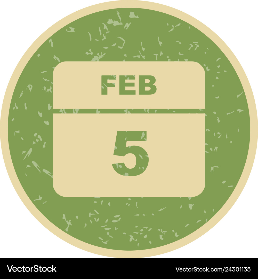 February 5th date on a single day calendar Vector Image