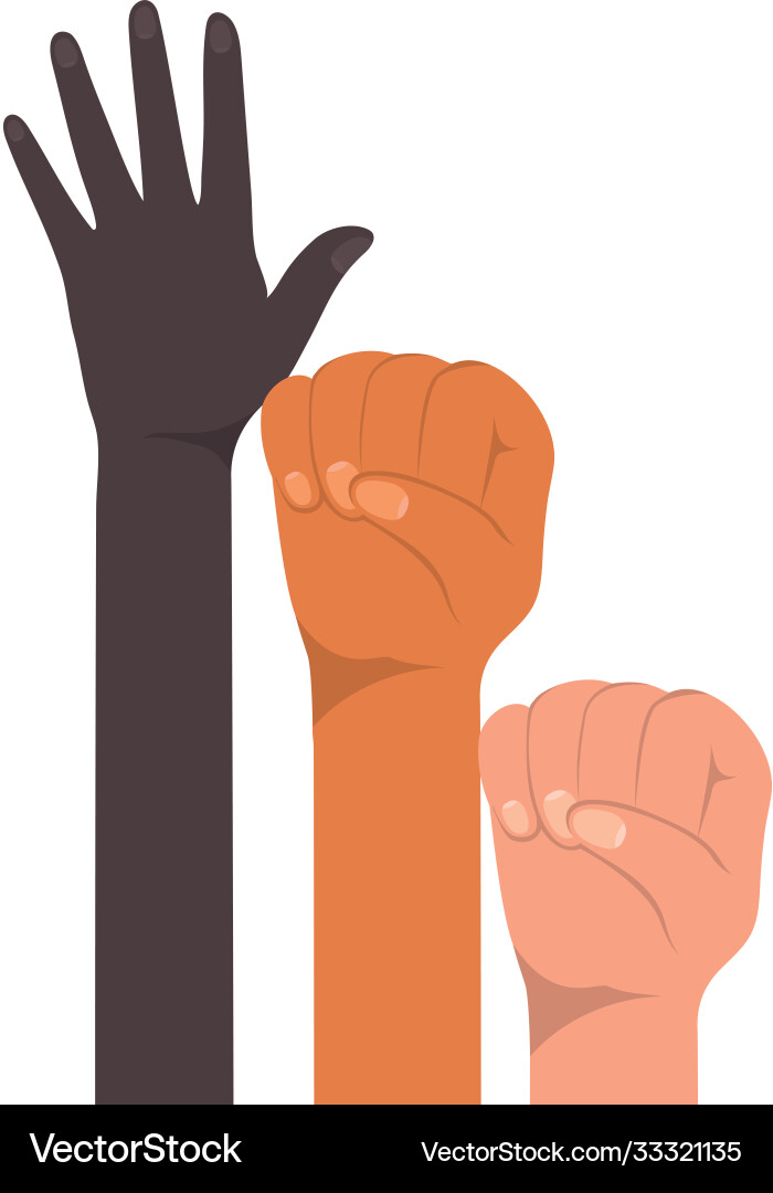 Fist sign and open hands up different types Vector Image
