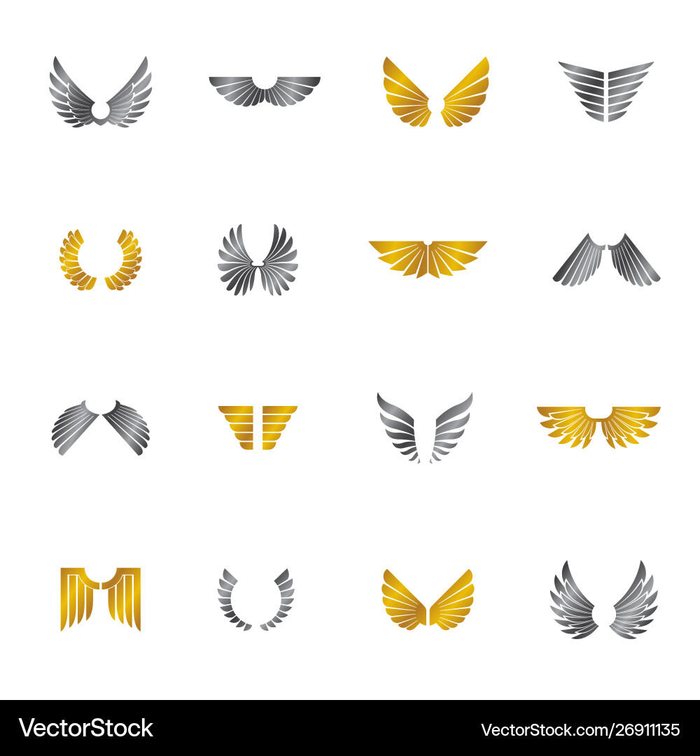 Freedom wings emblems set heraldic coat arms Vector Image