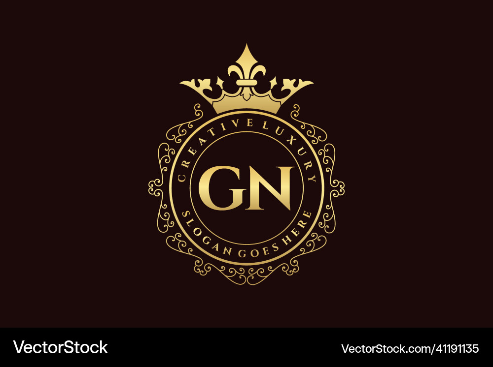 Gn initial letter luxury calligraphic feminine Vector Image