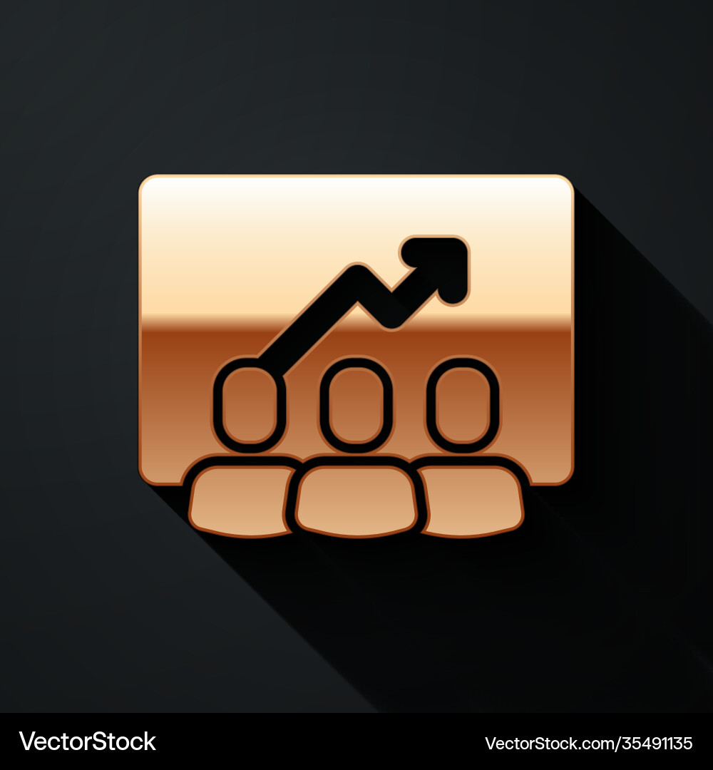 Gold project team base icon isolated on black Vector Image