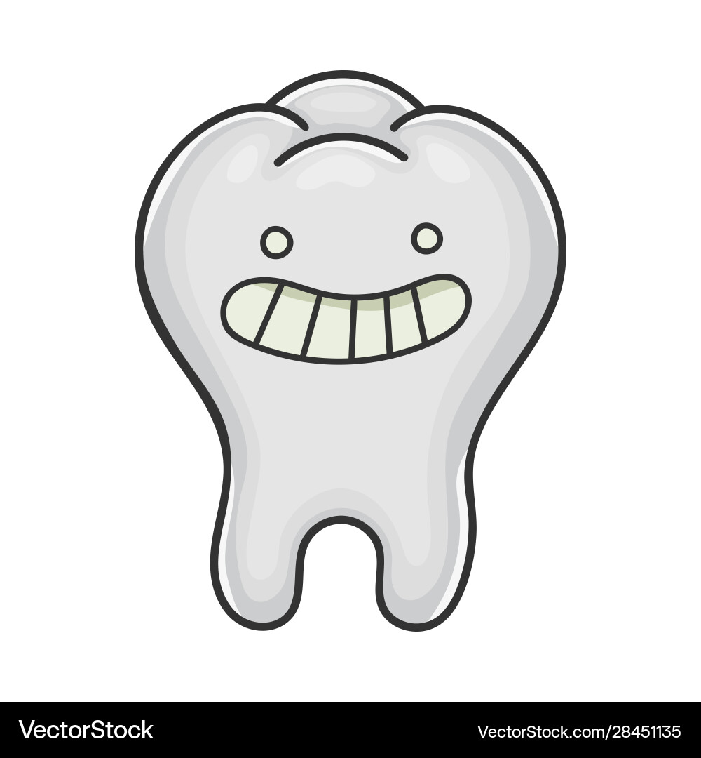 Happy cute smiling tooth cartoon Royalty Free Vector Image
