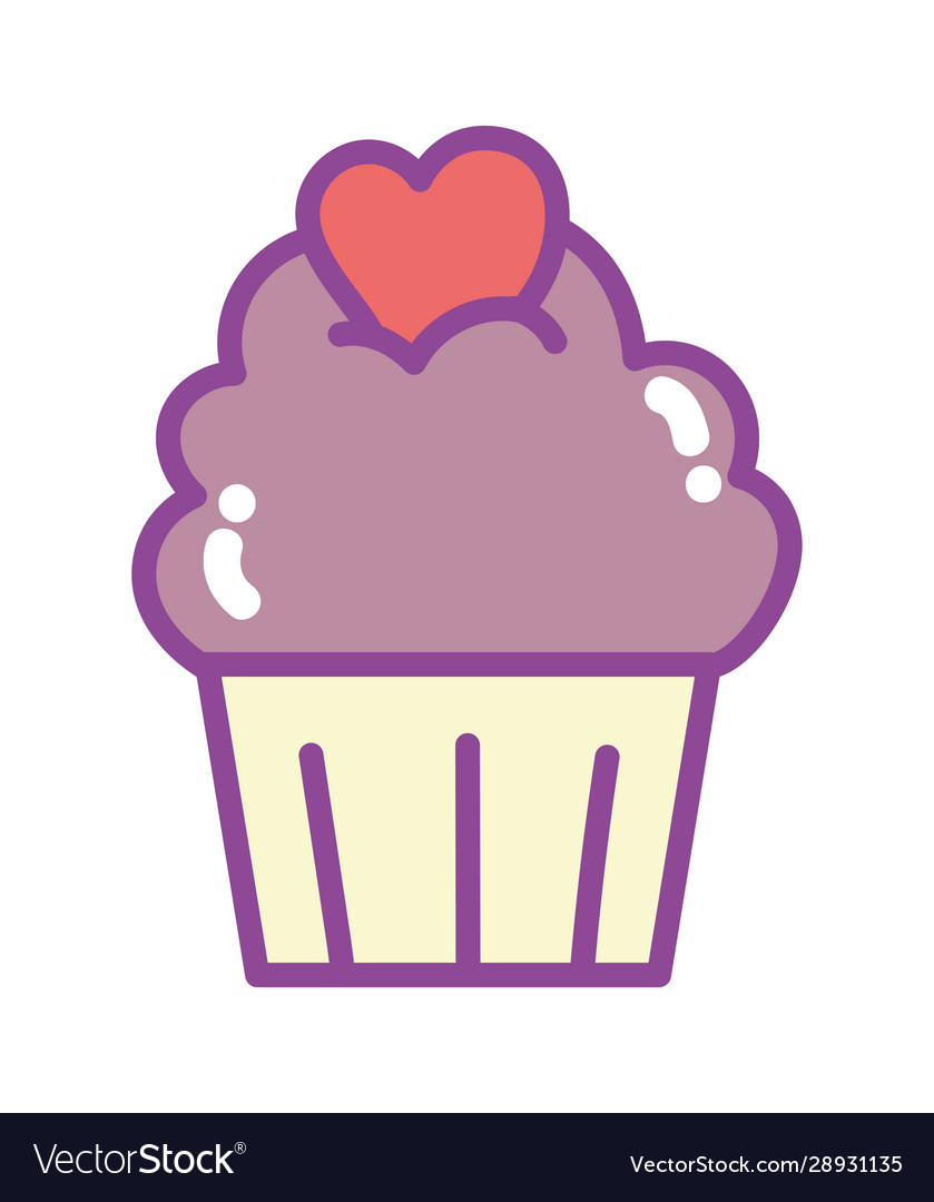 Happy valentines day sweet cupcake with heart Vector Image