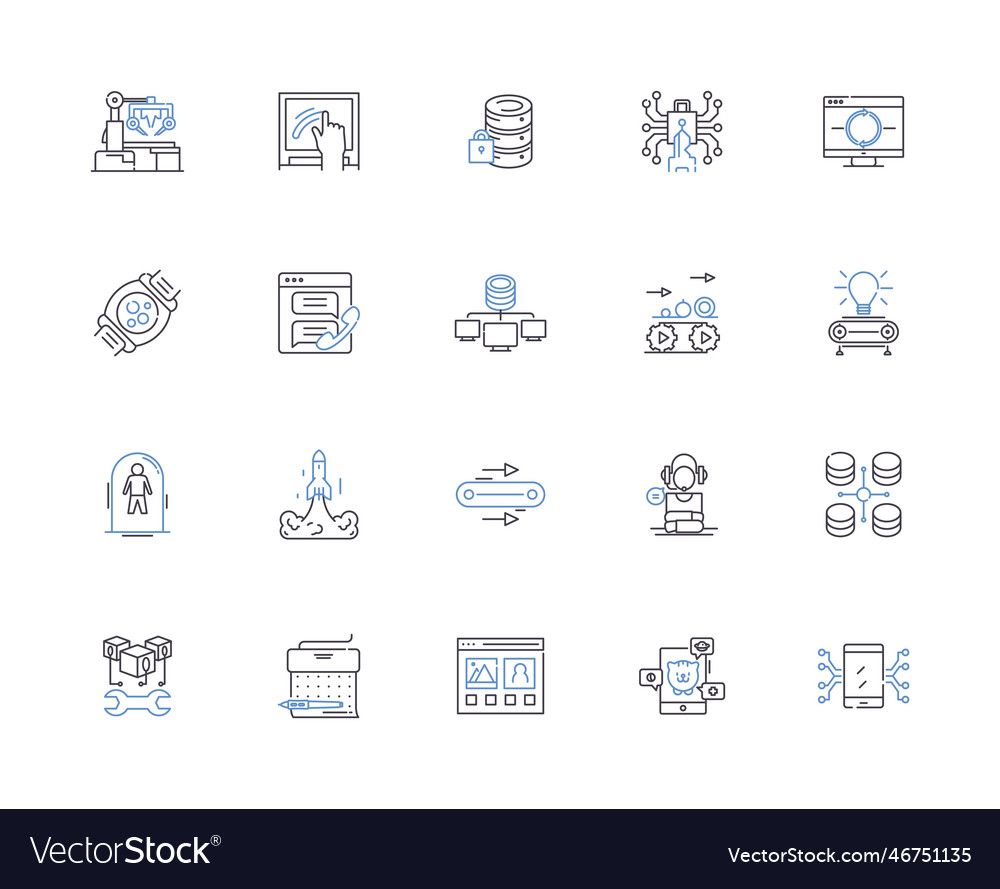 Hardware Outline Icons Collection Royalty Free Vector Image