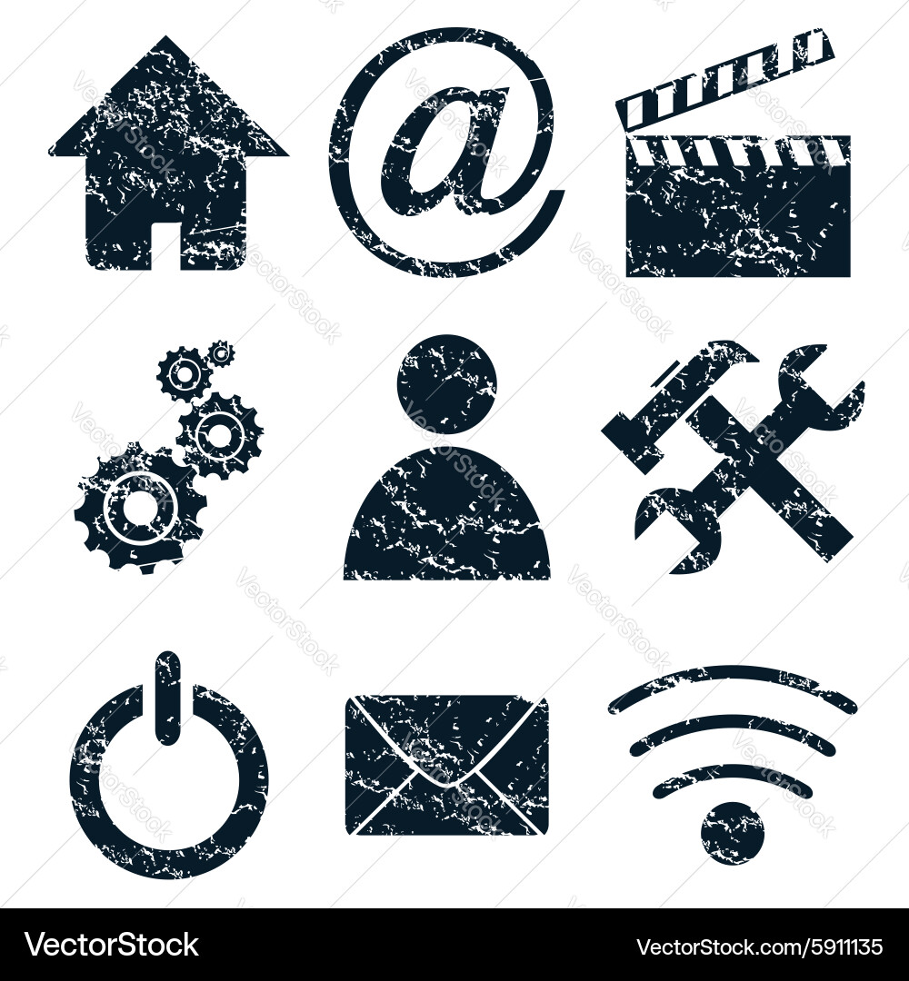 Home internet icons set grunge Royalty Free Vector Image