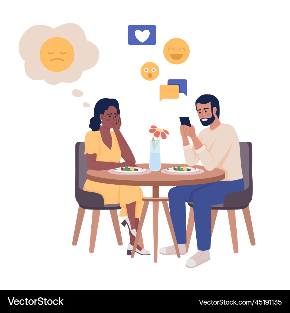 Internet addiction semi flat color characters Vector Image
