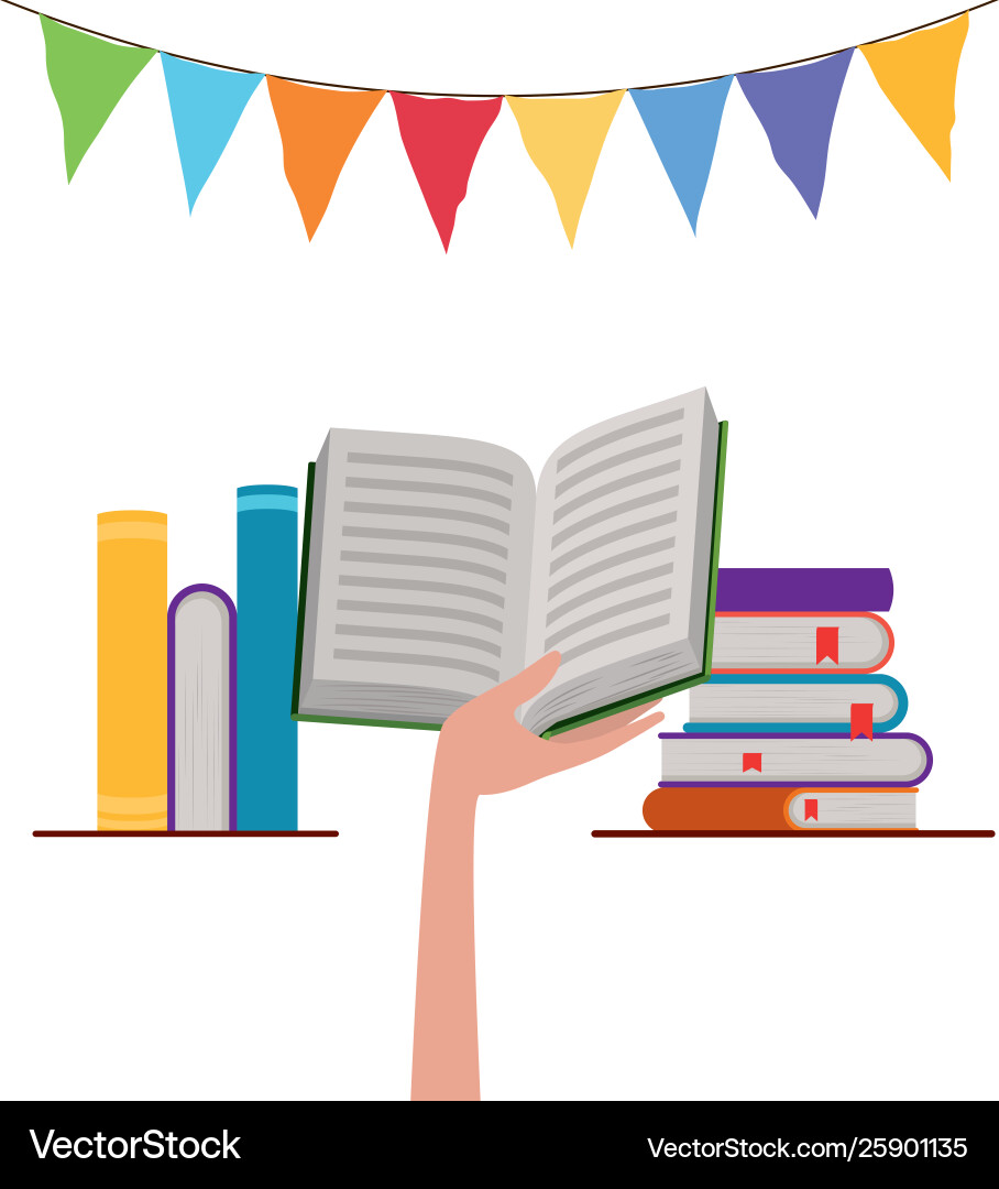 Isolated books and hand design Royalty Free Vector Image