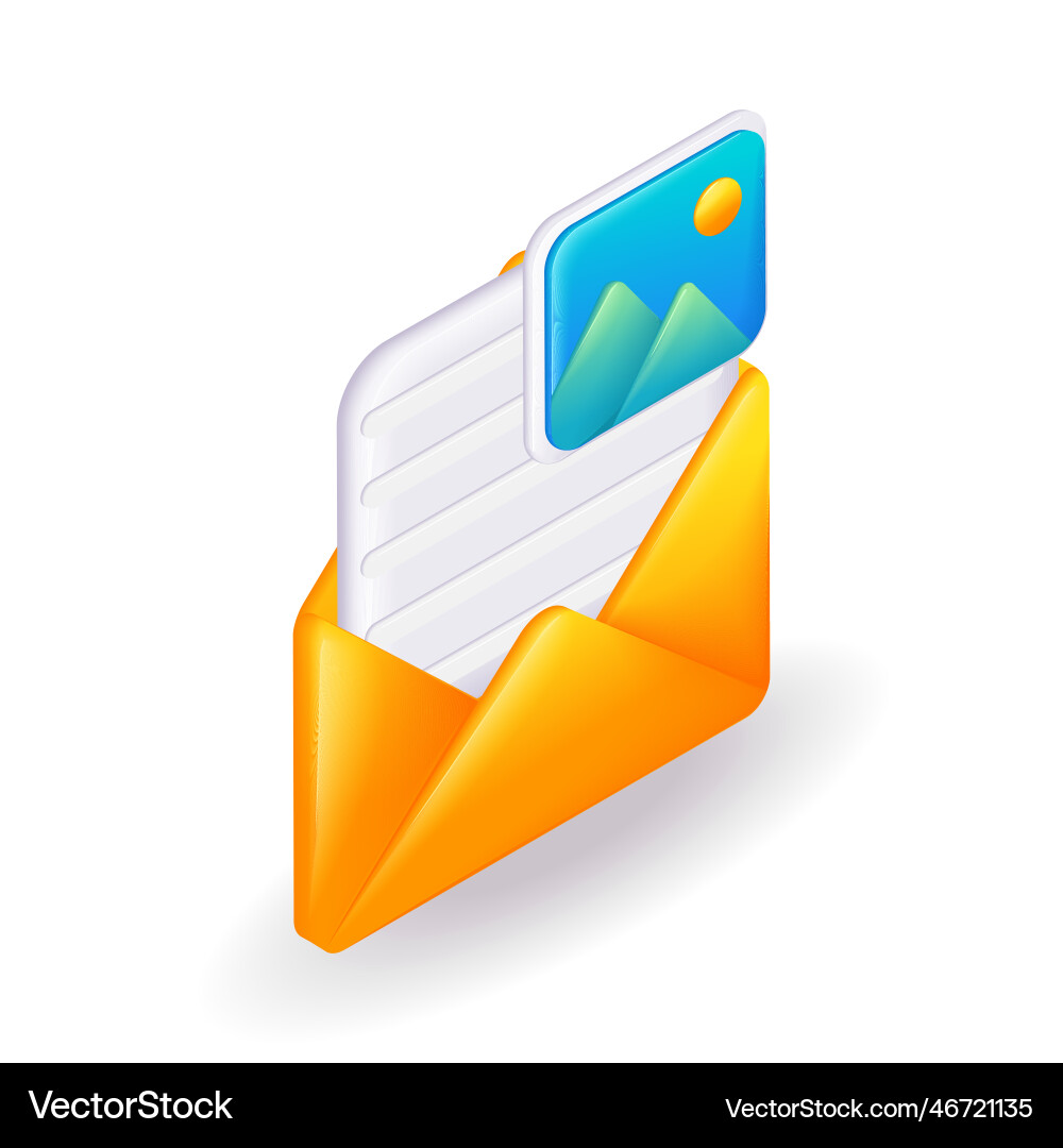 Isometric 3d icon yellow envelope of an email Vector Image