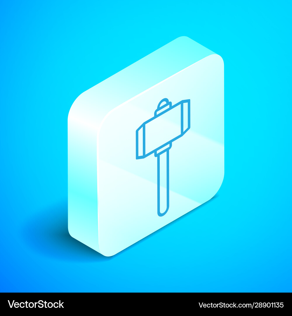 Isometric line battle hammer icon isolated Vector Image