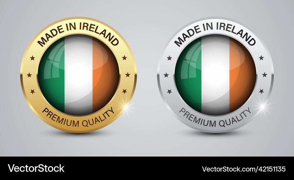 Made in ireland graphics and labels set Royalty Free Vector