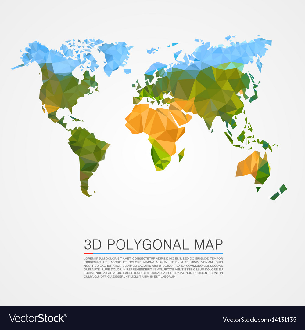Map 3d polygon Royalty Free Vector Image - VectorStock