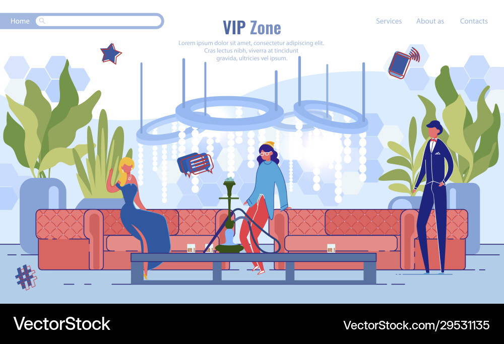 Vip zone waiting room lounge area webpage design Vector Image