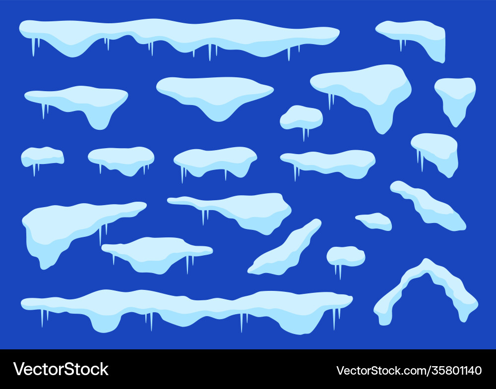 Cartoon different snow caps icons set Royalty Free Vector
