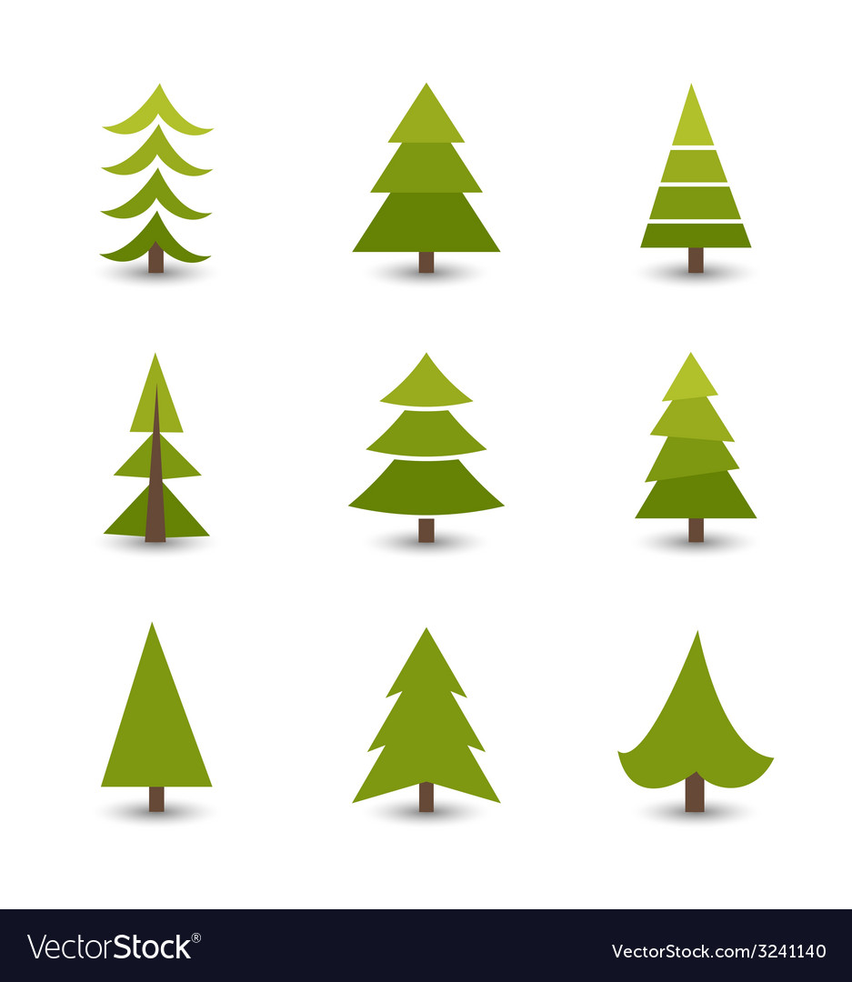 Christmas trees collection Royalty Free Vector Image