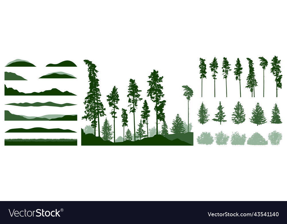 Design elements of forest trees constructor Vector Image