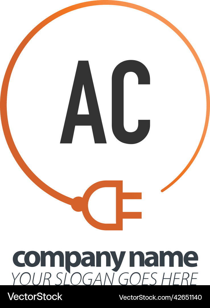Initial letter ac line art electric plug logo Vector Image