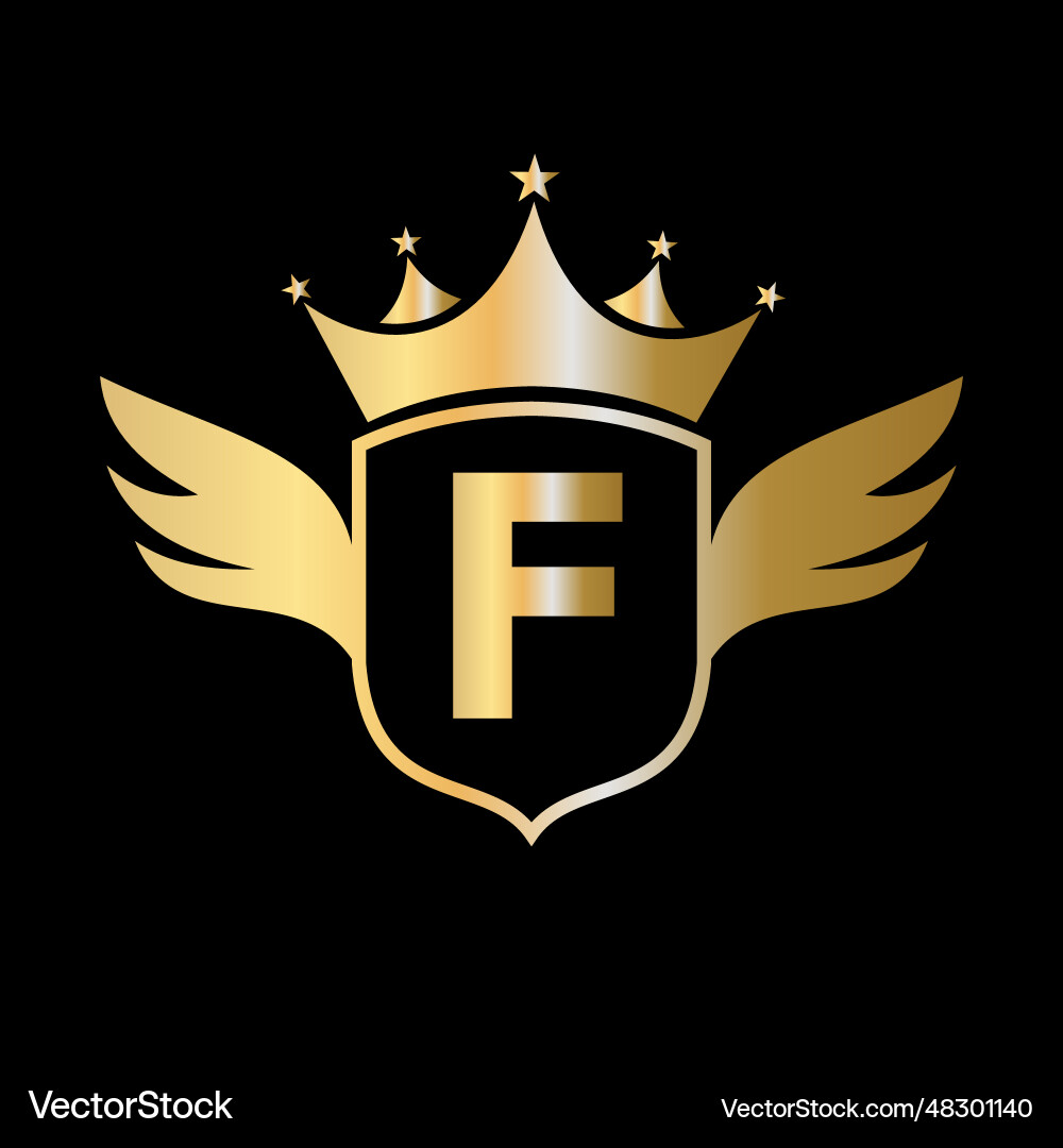 Letter f transportation logo with wing shield Vector Image