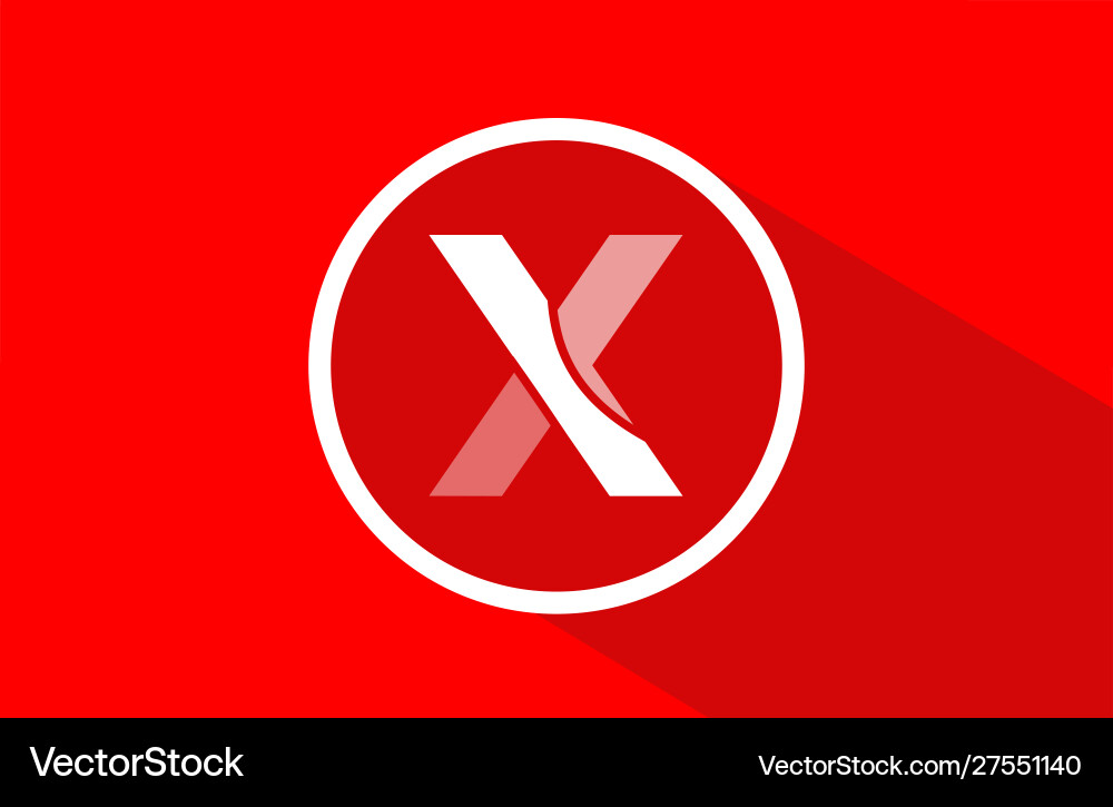 Long shadow x red letter logo alphabet Royalty Free Vector
