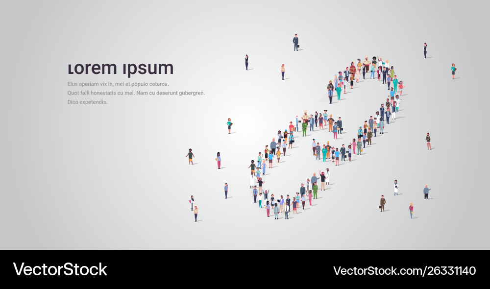 People crowd gathering in link icon shape social Vector Image