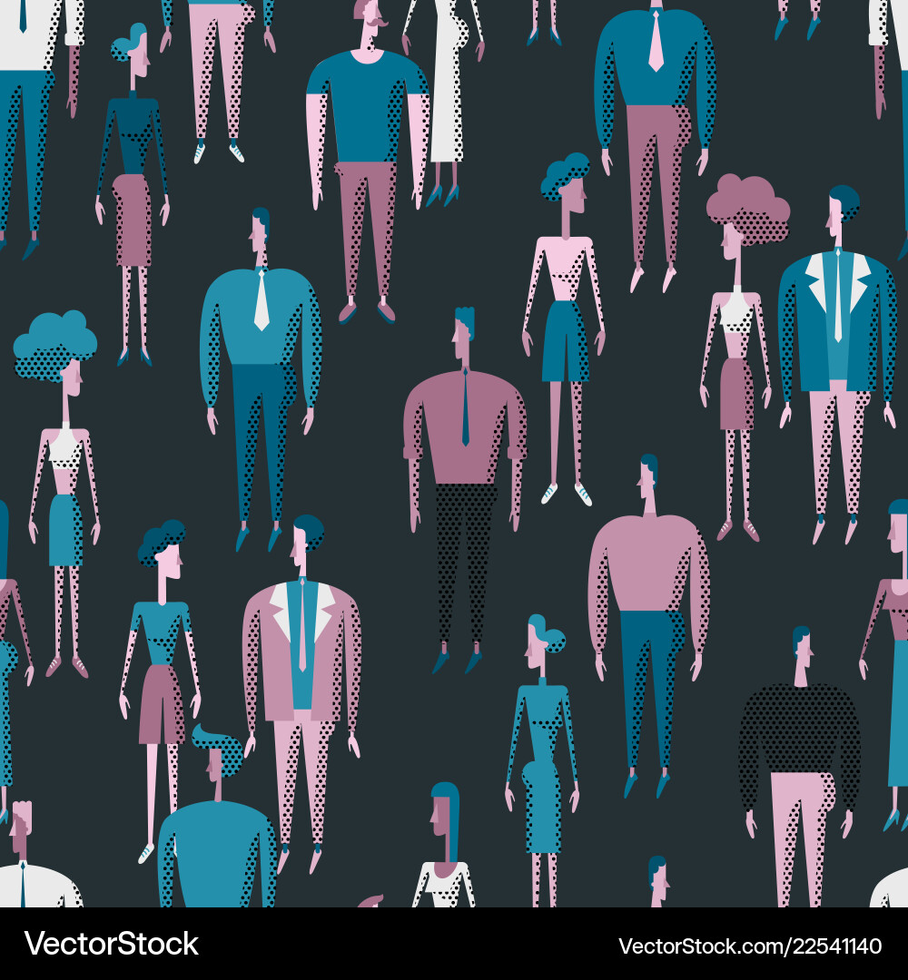 People crowd seamless pattern with men and women Vector Image