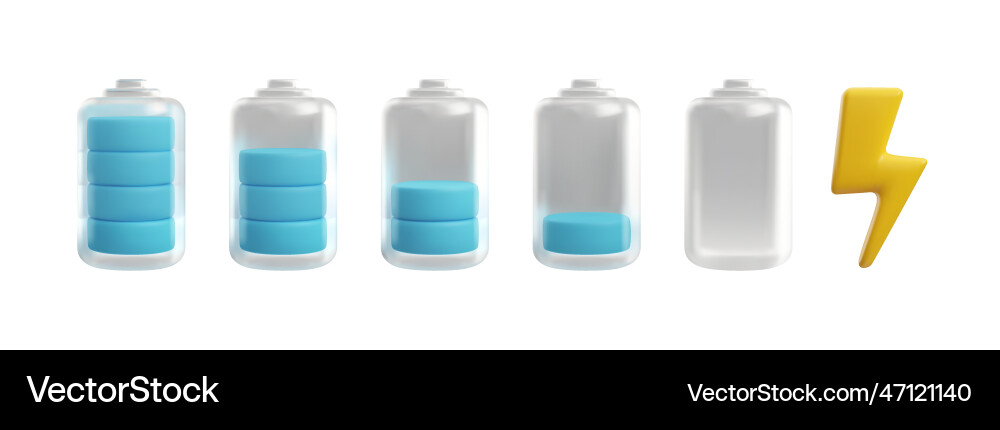 Set of battery indicator with different charge Vector Image