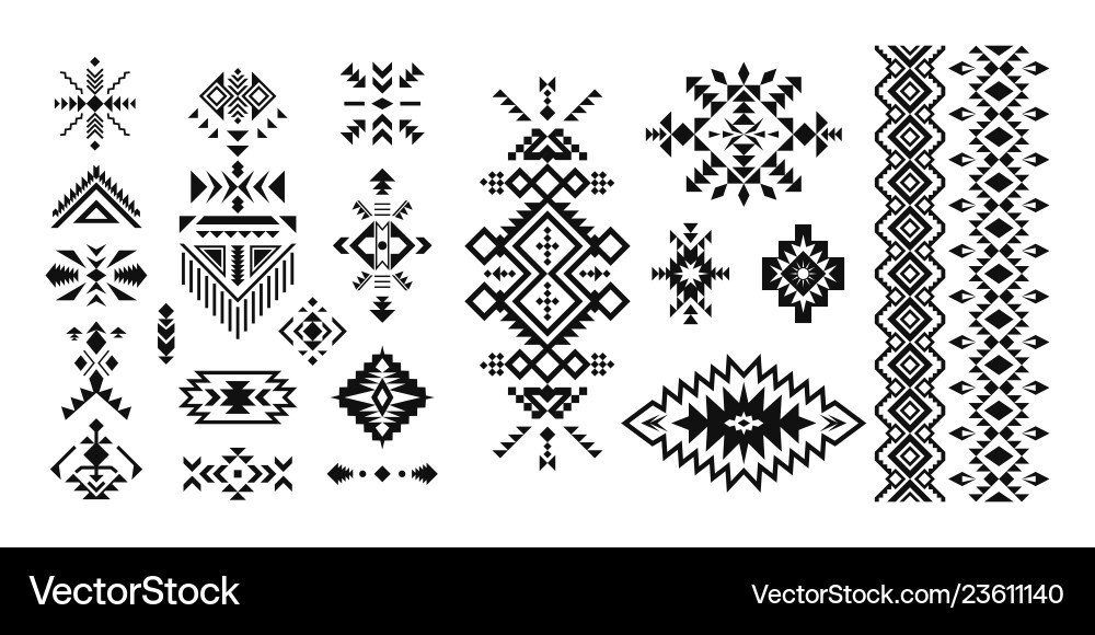 Set of decorative ethnic elements isolated on Vector Image