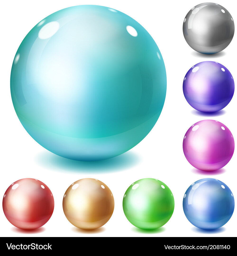 Set of multicolored glossy spheres Royalty Free Vector Image