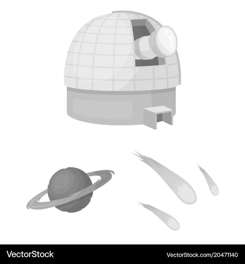 Space technology monochrome icons in set Vector Image