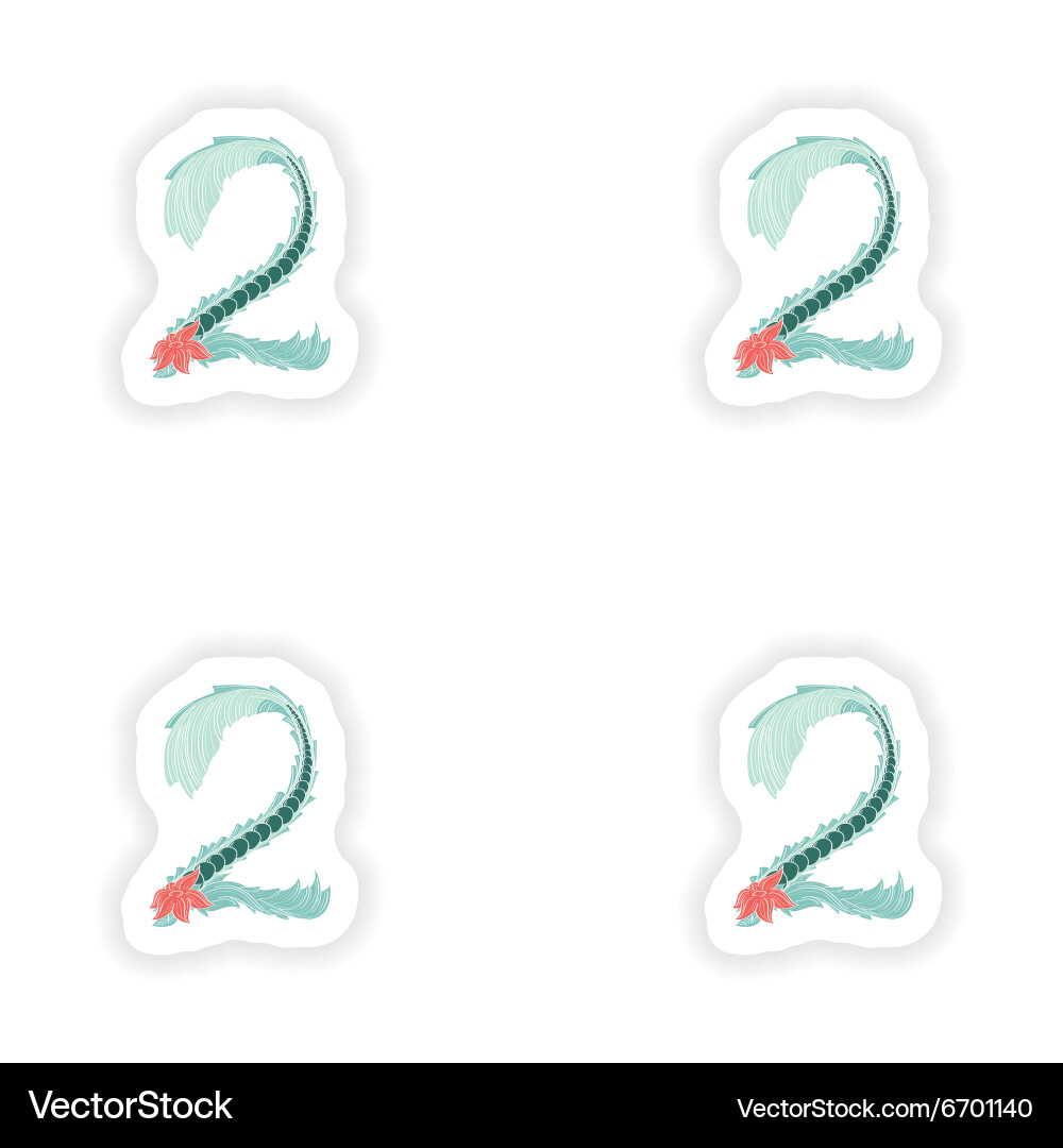 Stiker abstract number 2 logo icon in blue Vector Image