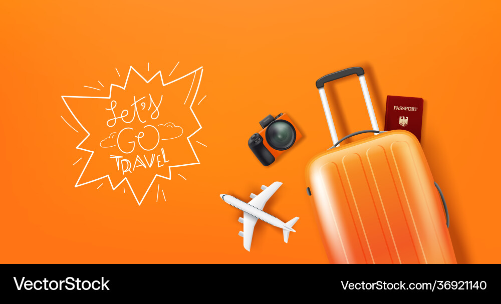 Travel with different staff and logo Royalty Free Vector
