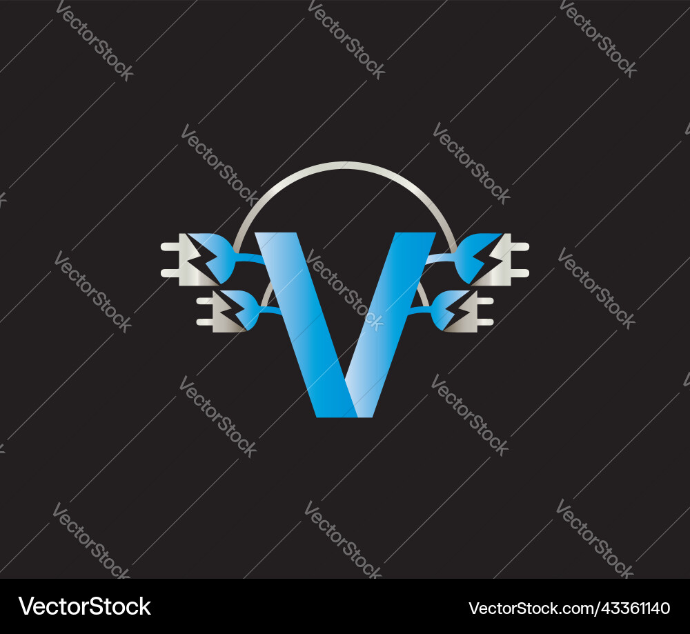 V letter electrical power energy logo design Vector Image