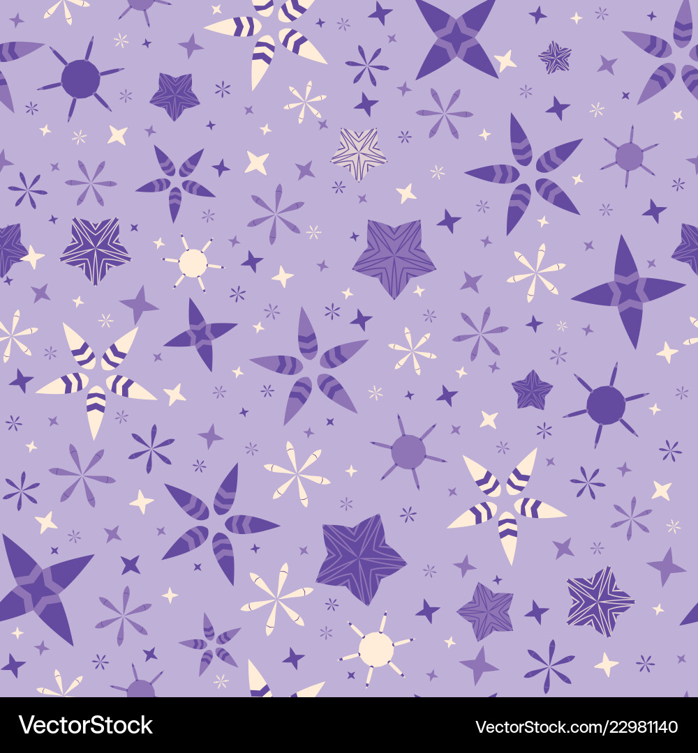 Winter purple stars seamless pattern Royalty Free Vector
