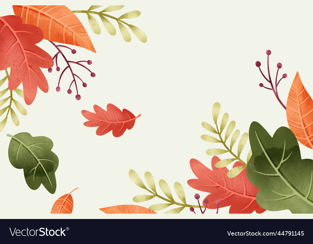 Autumn leaves background watercolor style design Vector Image