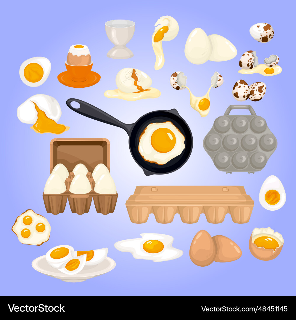 Egg food icon set cooking fresh Royalty Free Vector Image