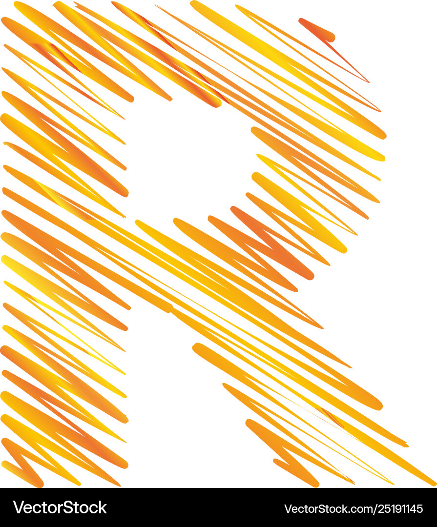 Hand paint letter r drawn style Royalty Free Vector Image