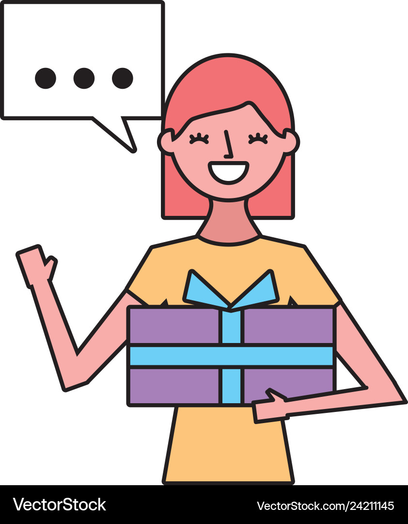 Happy woman with gift Royalty Free Vector Image