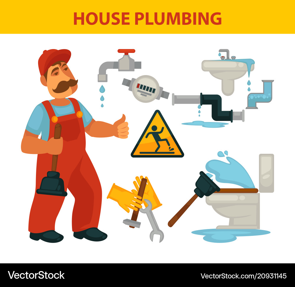 House plumbing themed set and Royalty Free Vector Image