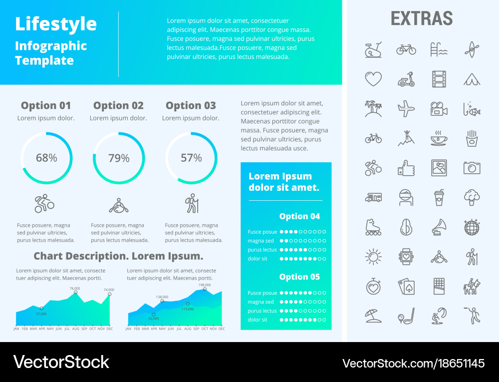 Lifestyle infographic template elements and icons Vector Image