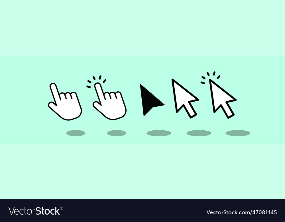 Mouse cursor icons cursors click set Royalty Free Vector