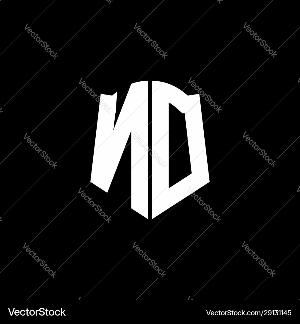 Nd monogram letter logo ribbon with shield style Vector Image