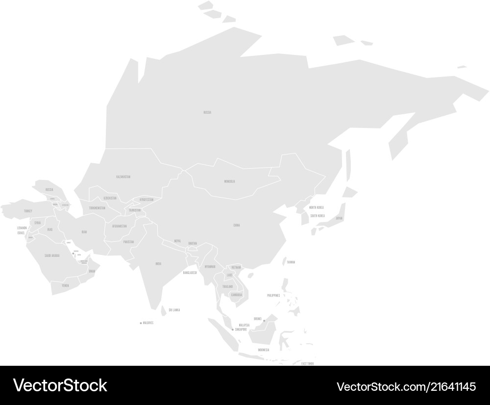 Simplified schematic map asia political Royalty Free Vector
