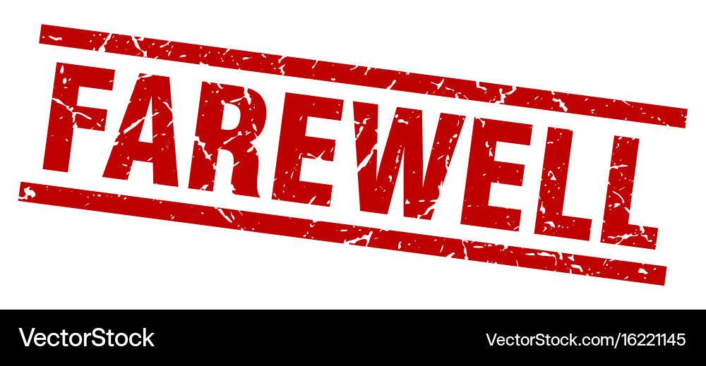 Square grunge red farewell stamp Royalty Free Vector Image