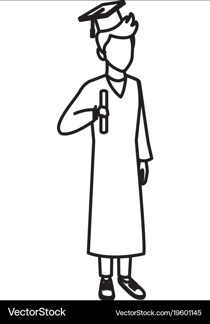 Young man student with graduation gown Royalty Free Vector