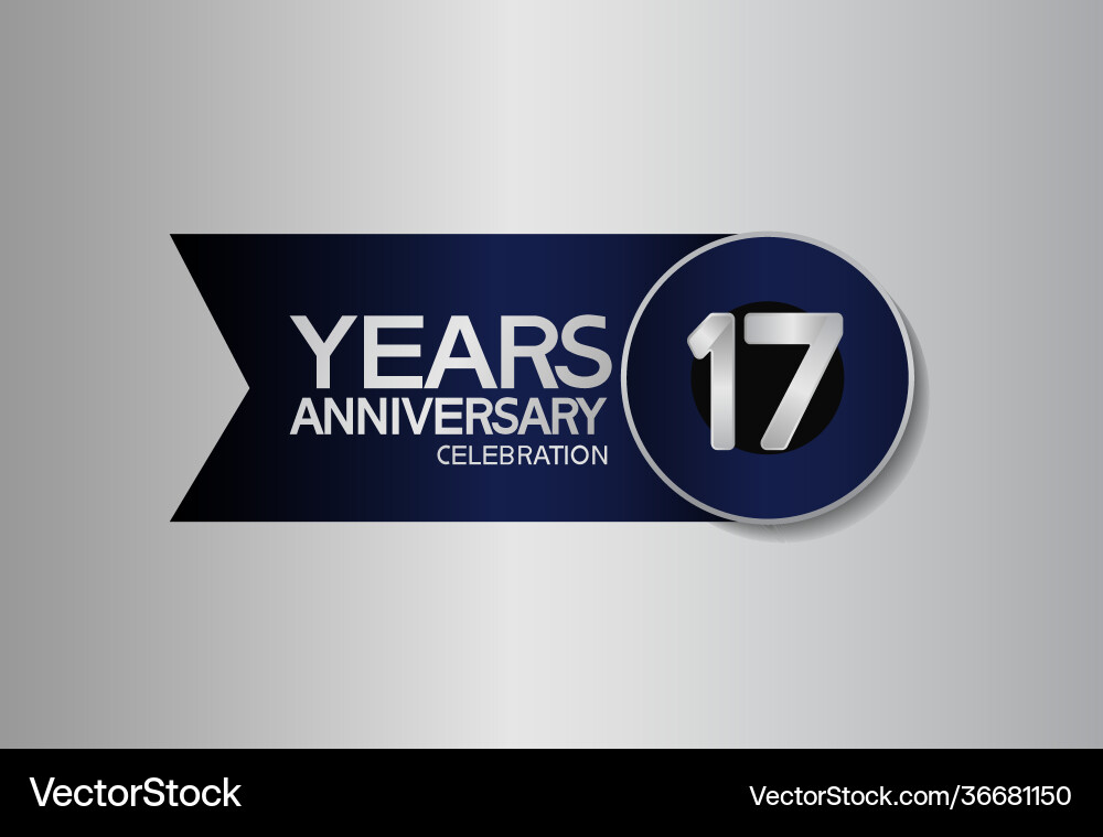 17 years anniversary logo style with circle Vector Image
